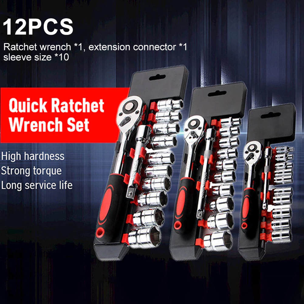 12Pcs Ratchet Wrench Socket Spanner Set Multifunctional Ratchet Wrench ...