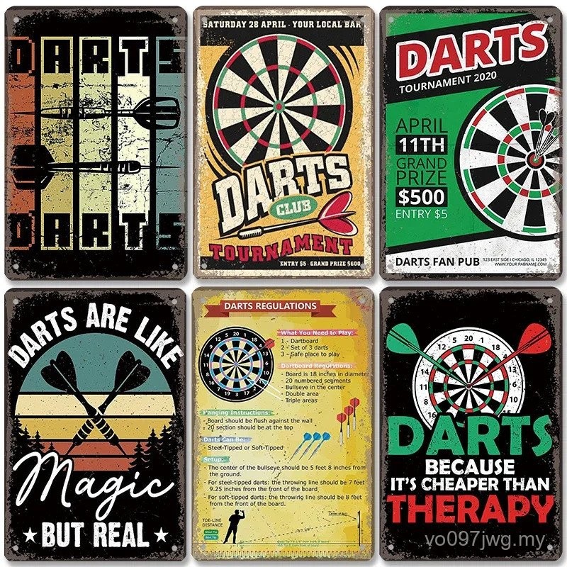 Retro Darts Poster Metal Tin Signs Queen Of Darts Billiards Cue Rack ...