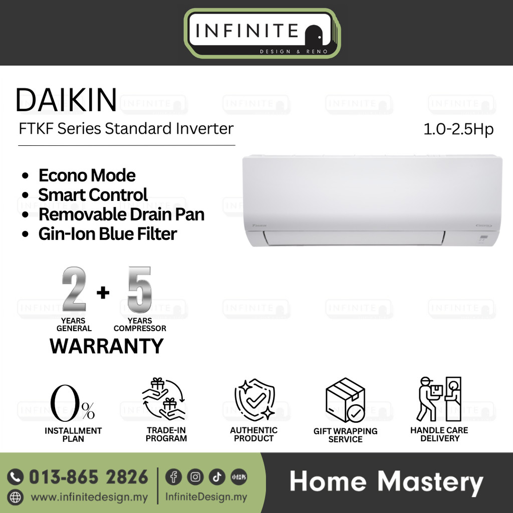 Daikin FTKF Series Standard Inverter Air Conditioner 1.0/1.5/2.0/2.5Hp | Shopee Malaysia