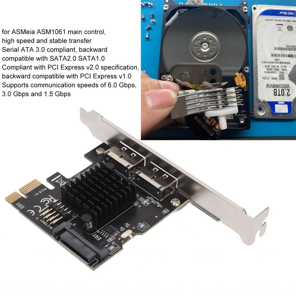 Shopp Zyyini PCIE to Power ESATA Expansion Card 1X 2 Ports Over Desktop PCI e USB 6G Adapter ...