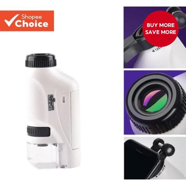 60-120X Mini Pocket Microscope Kit Laboratory Handheld Microscope with ...