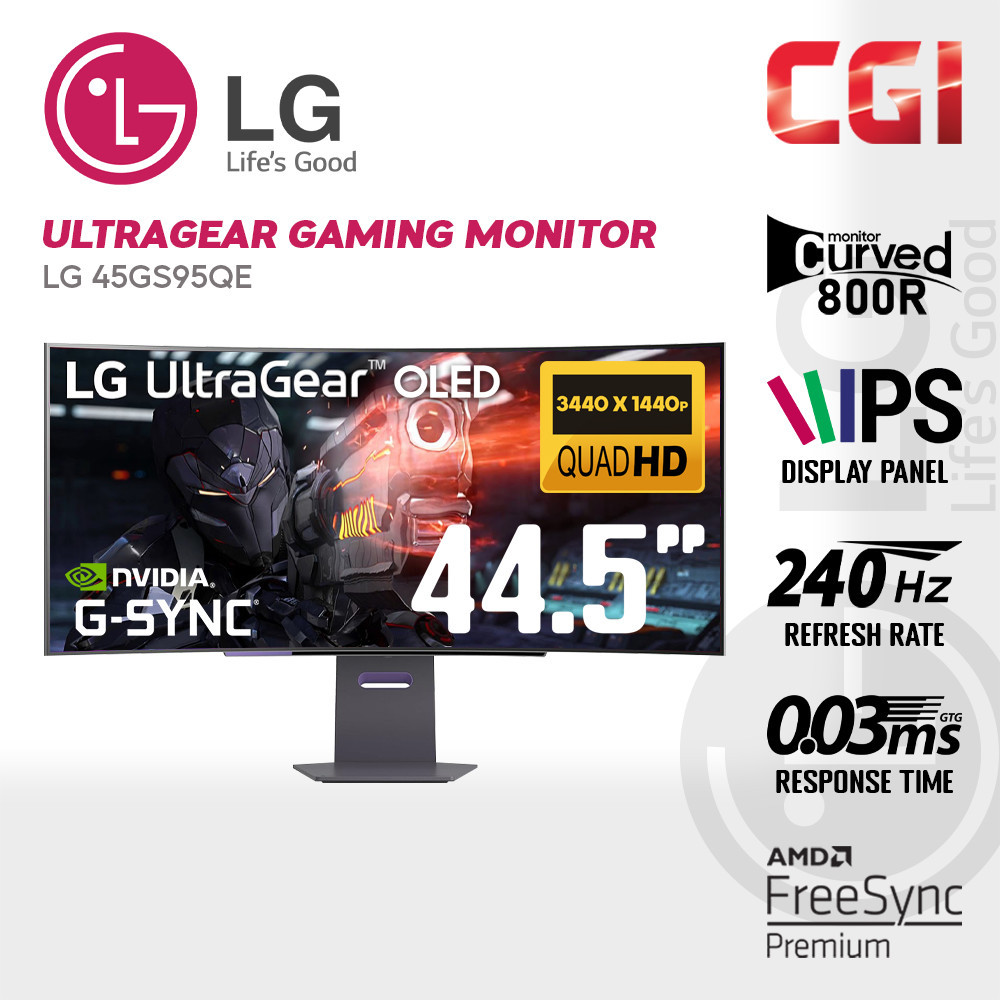LG 45" UltraGear™ 45GS95QE OLED WQHD 240Hz 0.03ms G-Sync Compatible ...