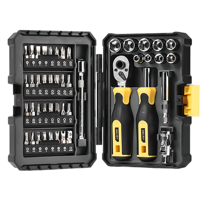 DELI 46PCS Screwdriver Ratchet Wrench Set with Sockets Metric Hex Bit ...