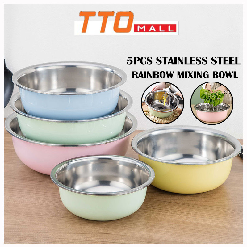 [TTO] 5 pcs Besen Keluli Pengadun Keluli Tahan Karat Pelangi Colorful ...