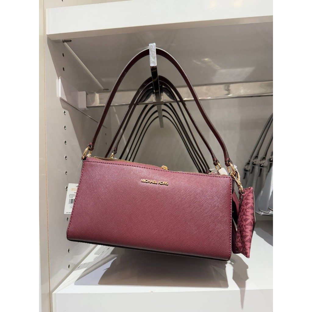 MK Vincent Medium Pouchette Leather in Oxblood (35F4G2VC6L) | Shopee ...