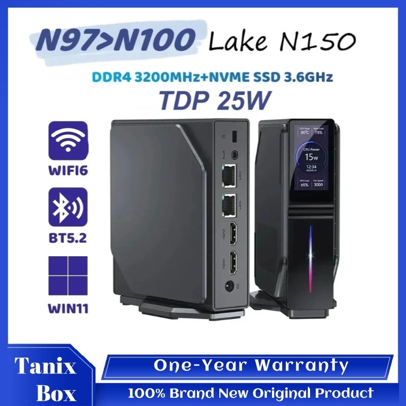 ACEMAGIC S1 MINI PC Intel Processor N97/N150 DDR4 1.9" LCD Screen RGB ...