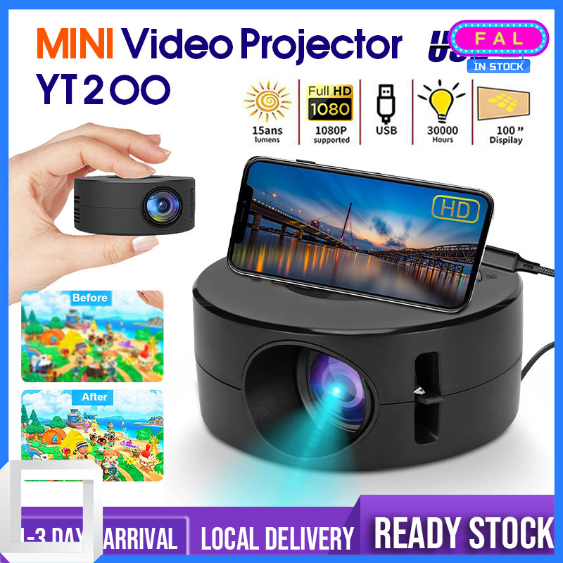 Mini Projector Phone Projector Built-in Speaker Full HD 1080P Home ...