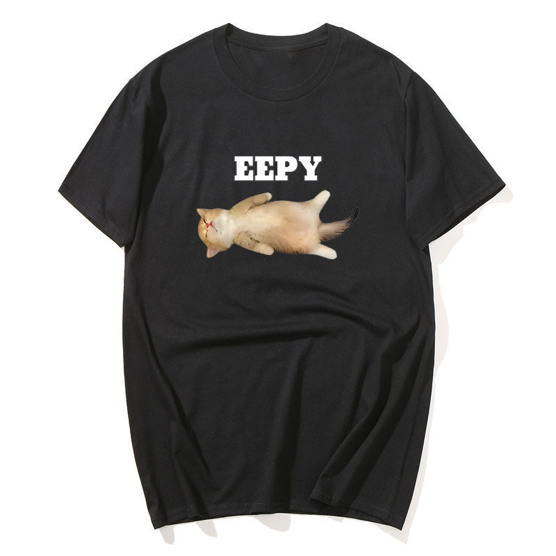 Eepy Cat Silly Sleepy Cat Funny Meme Unisex T-Shirt Cotton Clothing Men ...