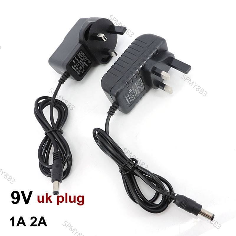220v AC to DC 9V 1A 2A UK 3 pin power supply adapter Supply transformer ...