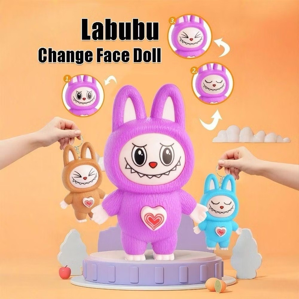 TH Face Change Key Chain Labubu Transforming Toys With 3 Types Of ...