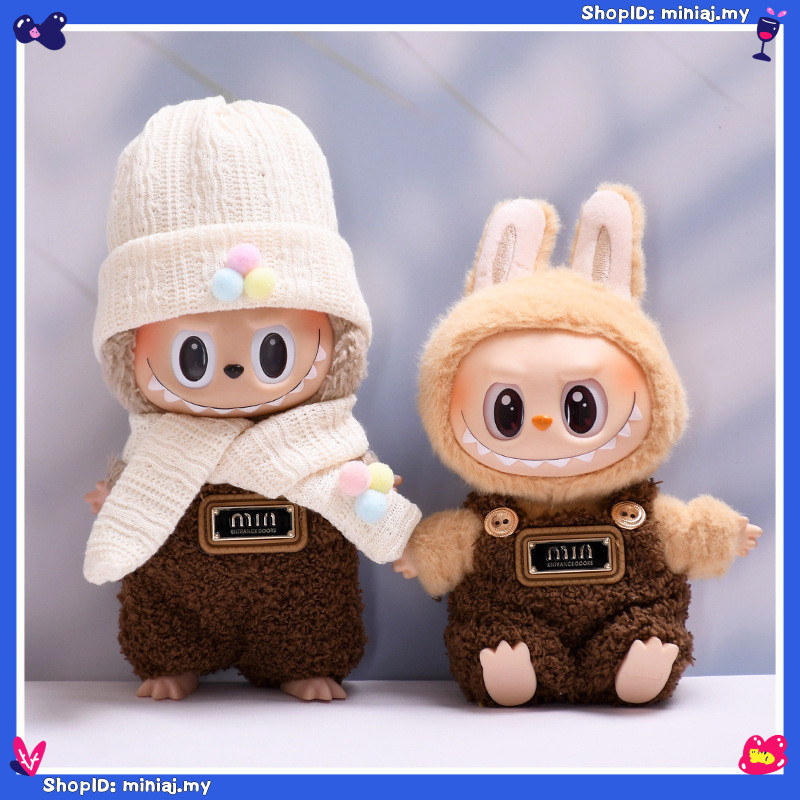 17cm labubu Clothes Hat+Overalls Suitable for 17cm labubu macaron/15cm ...