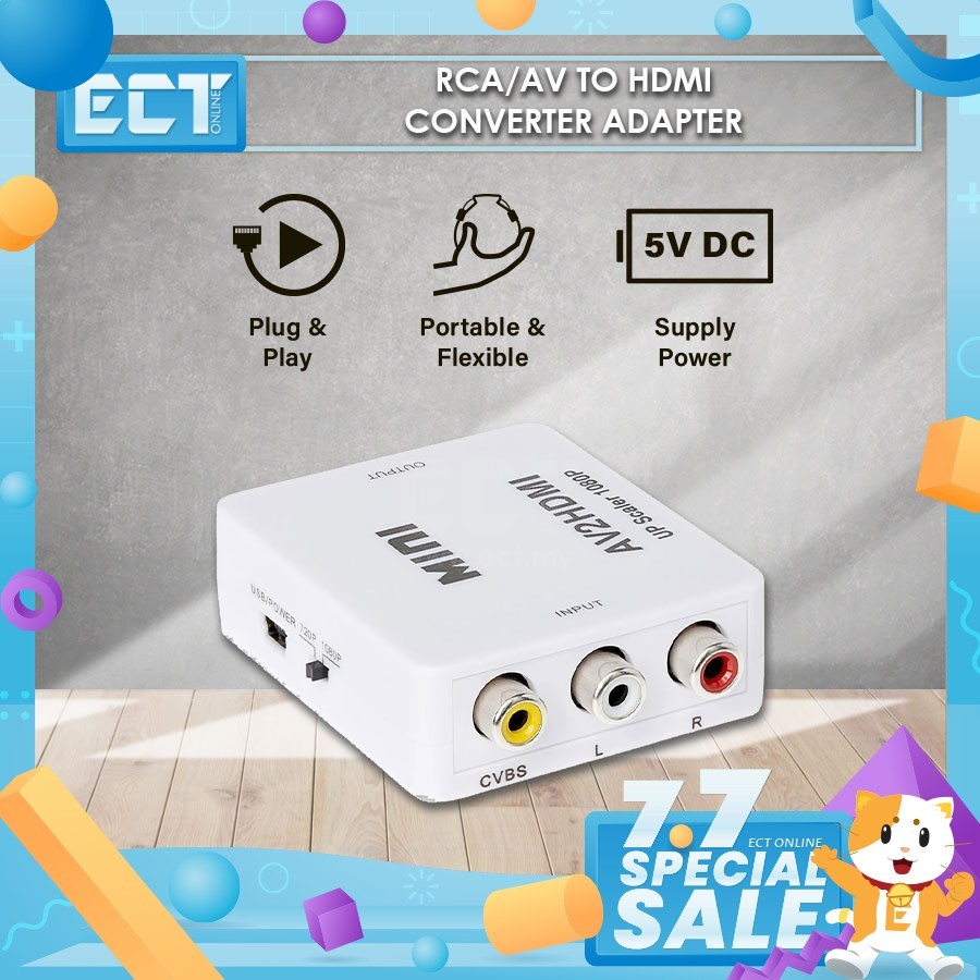 RCA/AV to HDMI Converter Adapter (AV2HDMI) | Shopee Malaysia