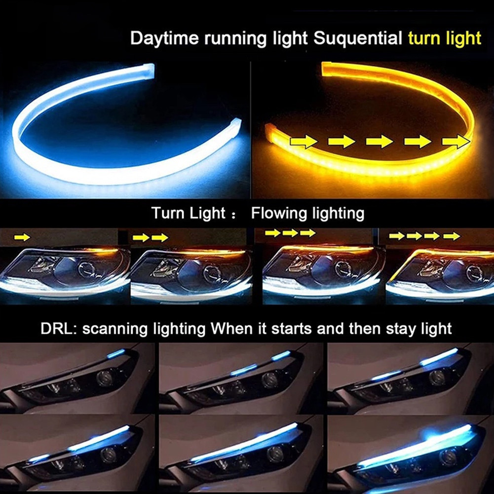 2pcs Car LED Daytime Running Light DRL Flexible Waterproof Strip ...