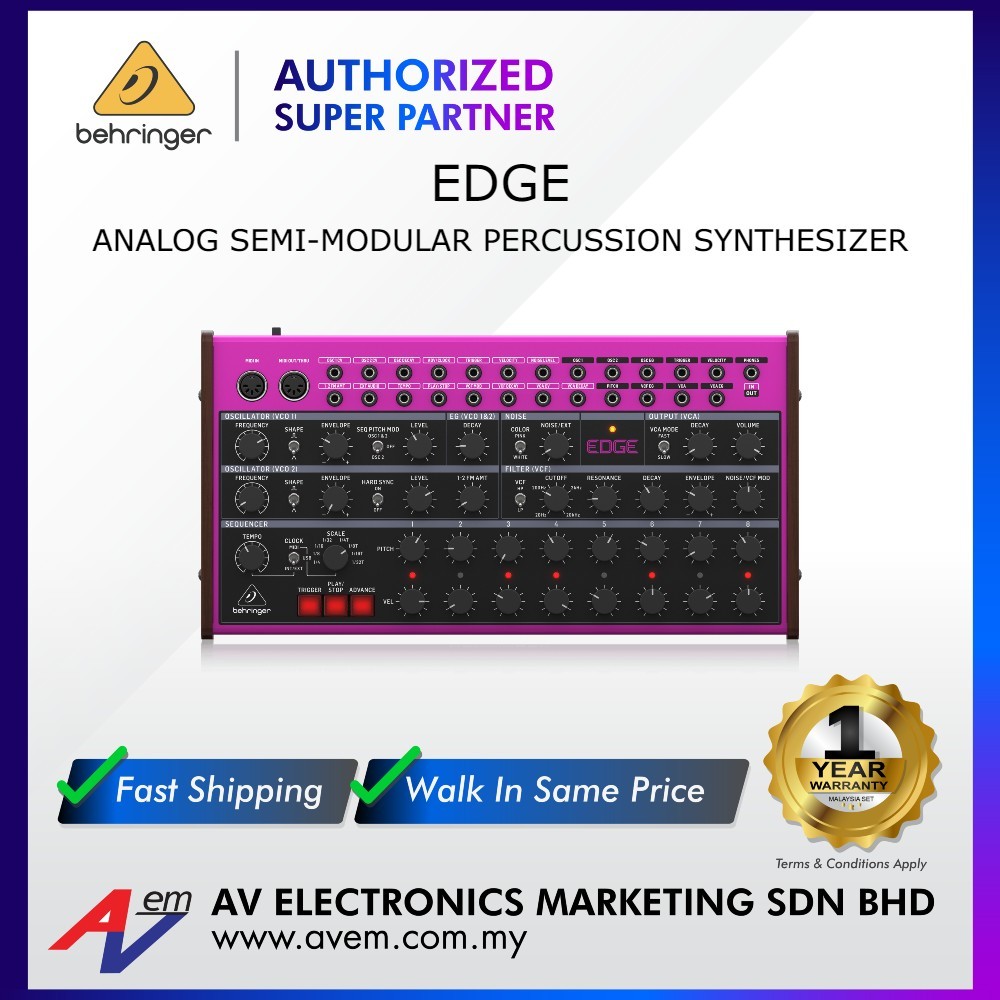 BEHRINGER EDGE Analog Semi-Modular Percussion Synthesizer with 2 ...