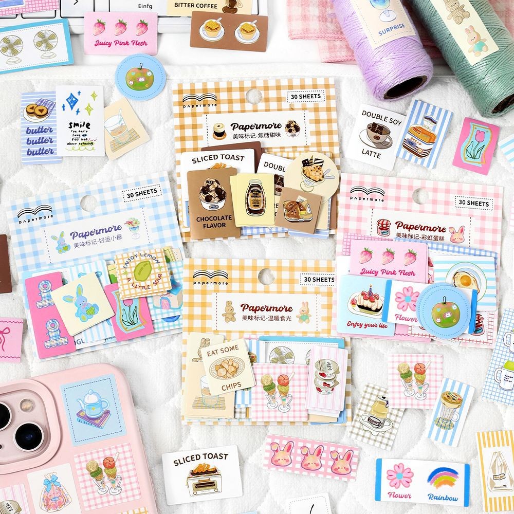Cdaily|30 Sheets Gourmet Dessert Self-Adhesive Sticker Pack Korean ...