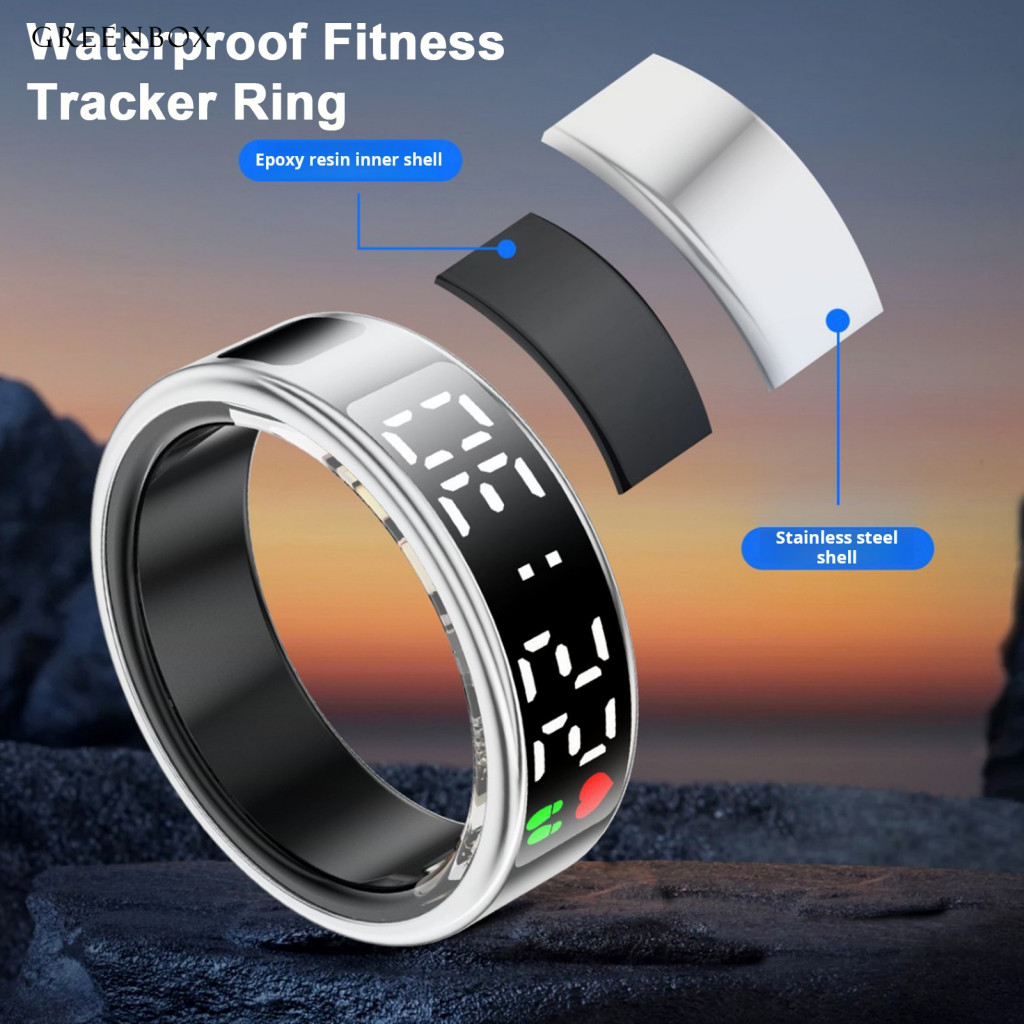 GRA- Waterproof Health Tracker Ring Heart Rate Monitoring Smart Ring ...