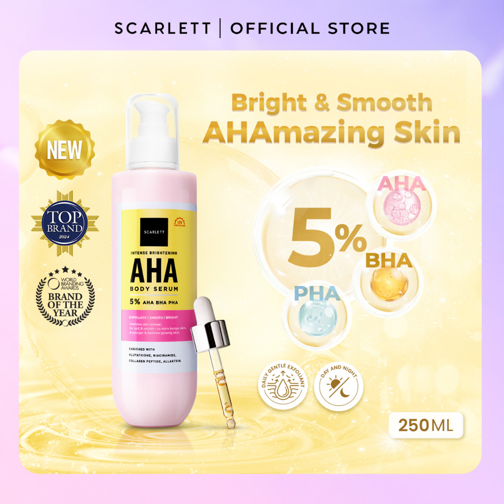 Scarlett Whitening Intense Brightening AHA Body Serum 5% AHA BHA PHA ...