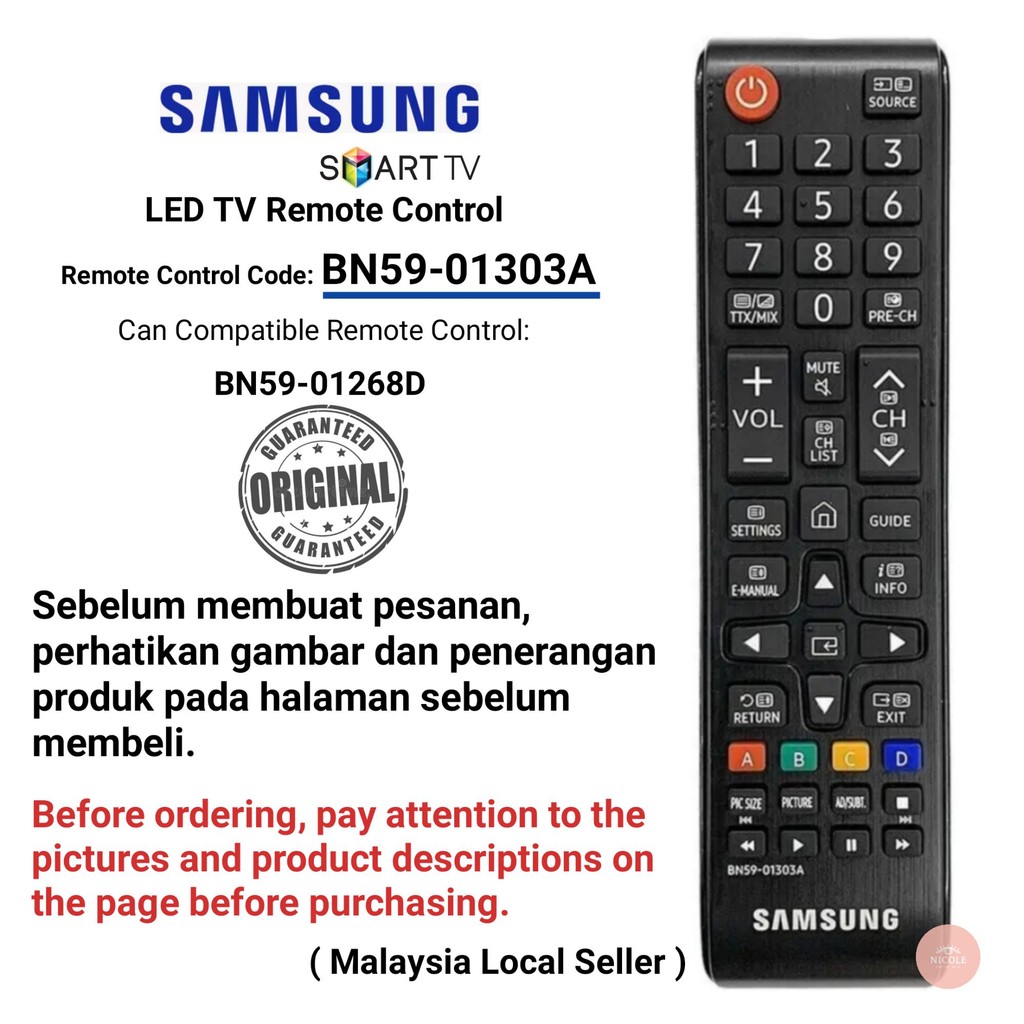 Samsung BN59-01303A Smart Led TV Remote Control ( OR Replacement Remote ...