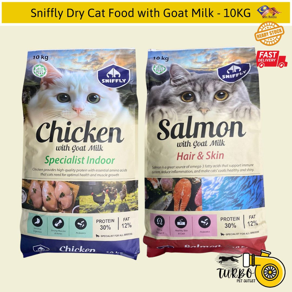 Sniffly Cat Dry Food with Goat Milk (Chicken Specialist Indoor /Salmon ...