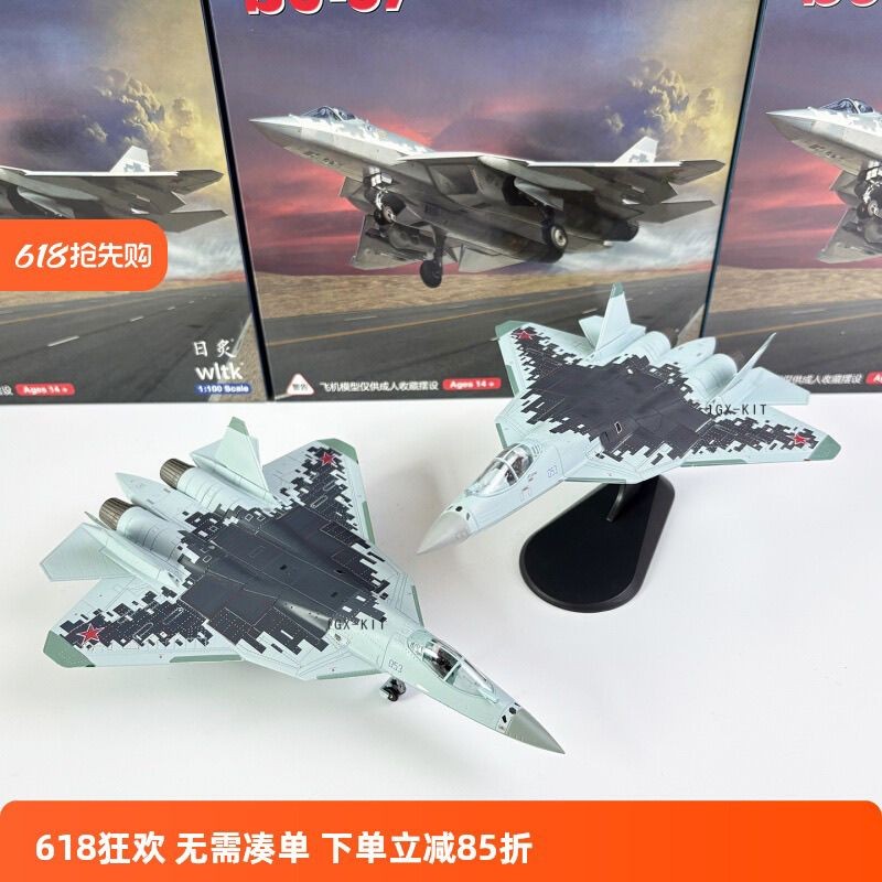 WLTK 1/100 Russia SU57 Air Force Su 57 Stealth Fighter Alloy Airplane ...