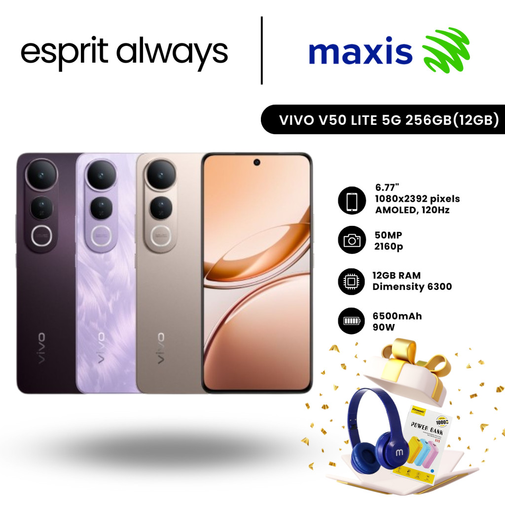 vivo V50 Lite 5G (12+12)GB+256 with Maxis Postpaid 79 (24 months ...