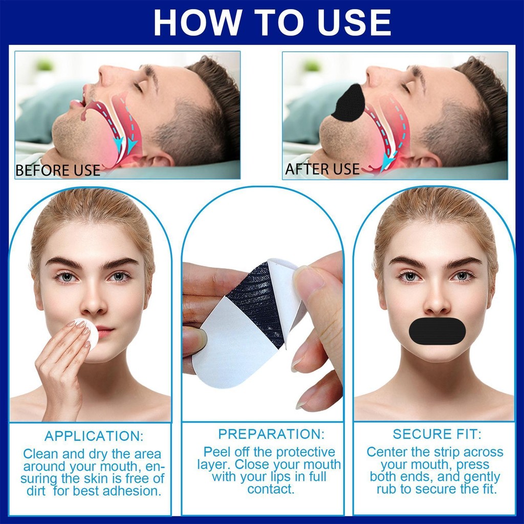 Sleep Mouth Tape Portable Mouth Tape Breathing Correction Sticker ...
