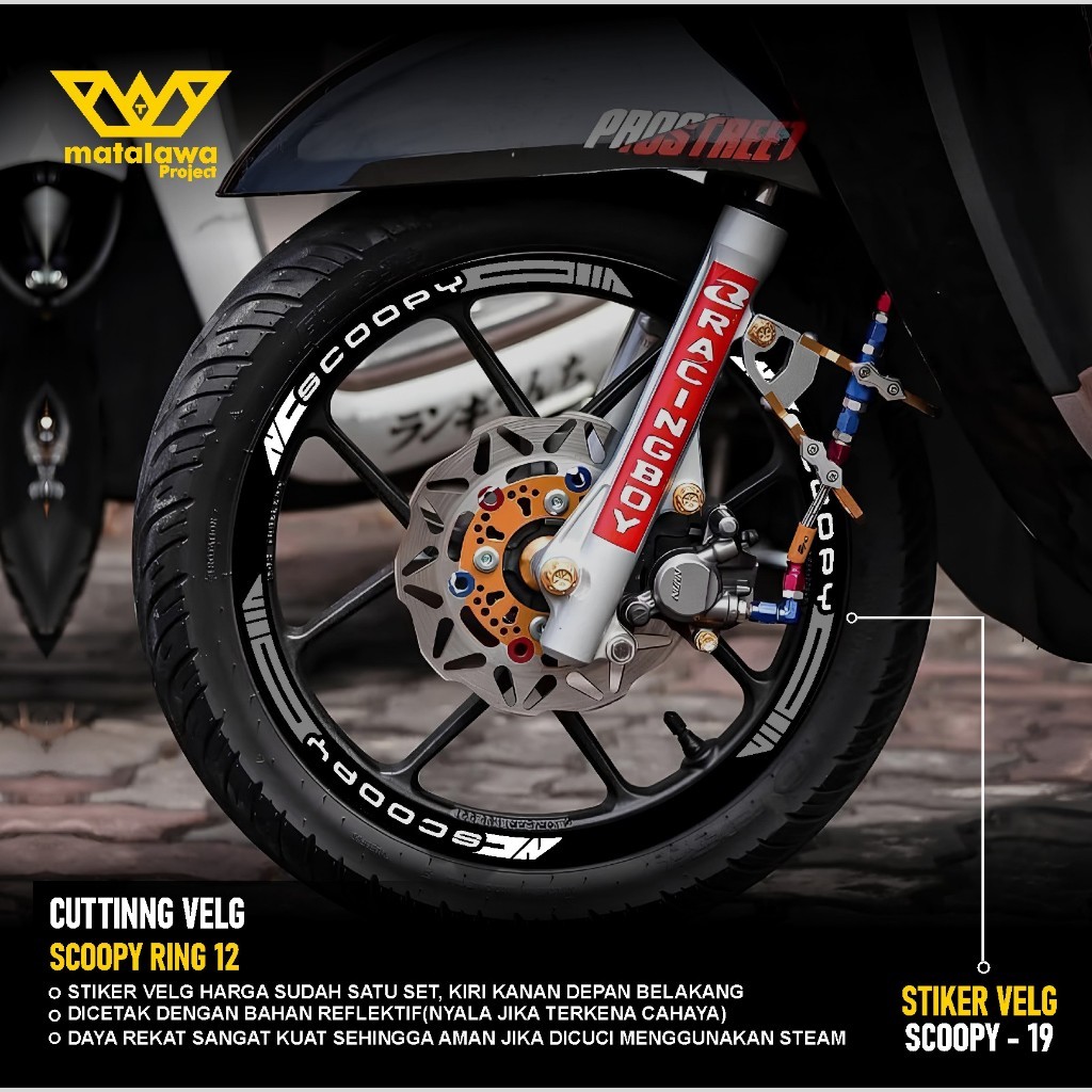 Honda Scoopy prestige R12 2020 2021 2022 2023 Motorcycle Rim Cutting Stickers prestige Nyala 19 ...