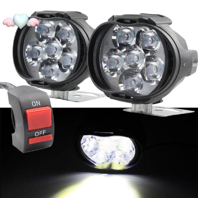 2 x Universal Waterproof Motorcycle Headlight 6 LED Motorcycle ...