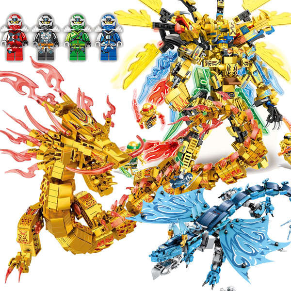 lego ninjago robot lego brick Blok Binaan NINJA Toy Dragon Gold Mecha ...