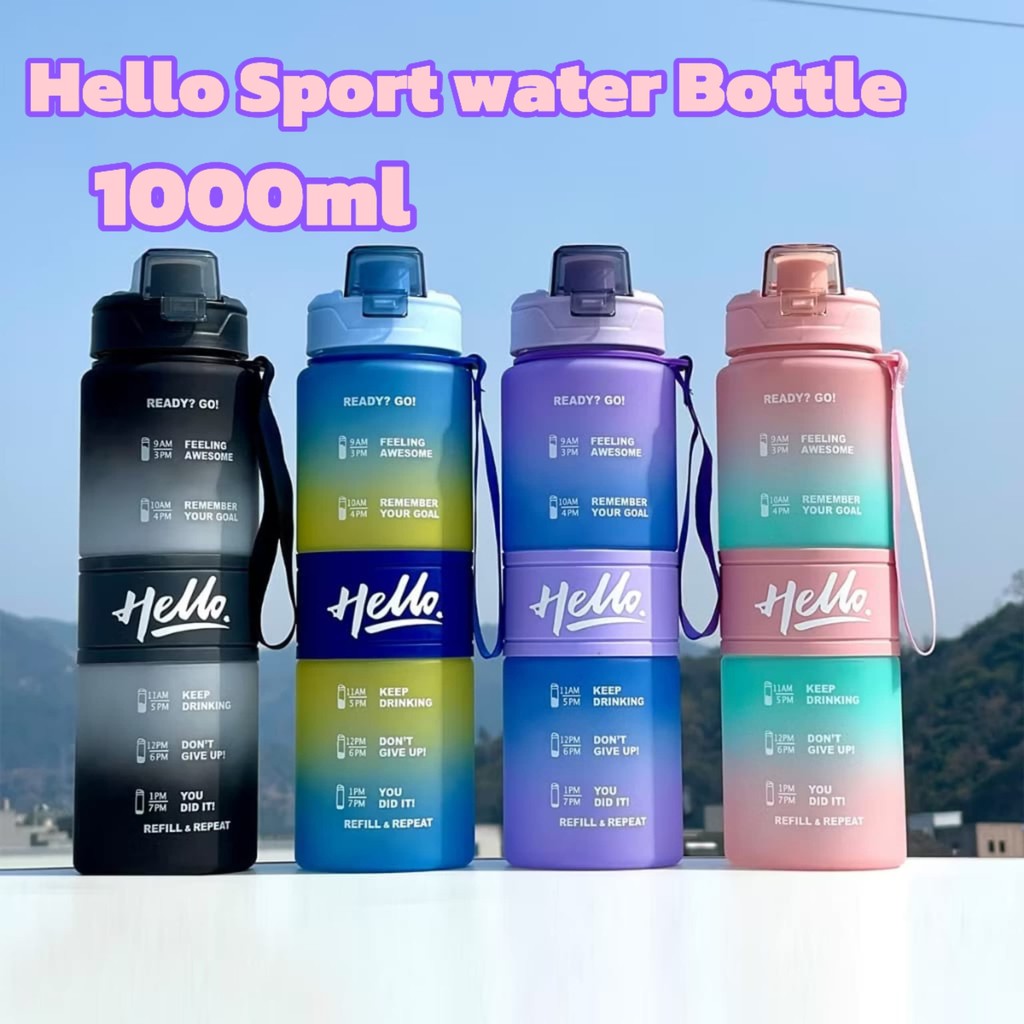 1000ML Air Botol Gred Makanan Berkapasiti Besar Warna Kecerunan Plastik ...