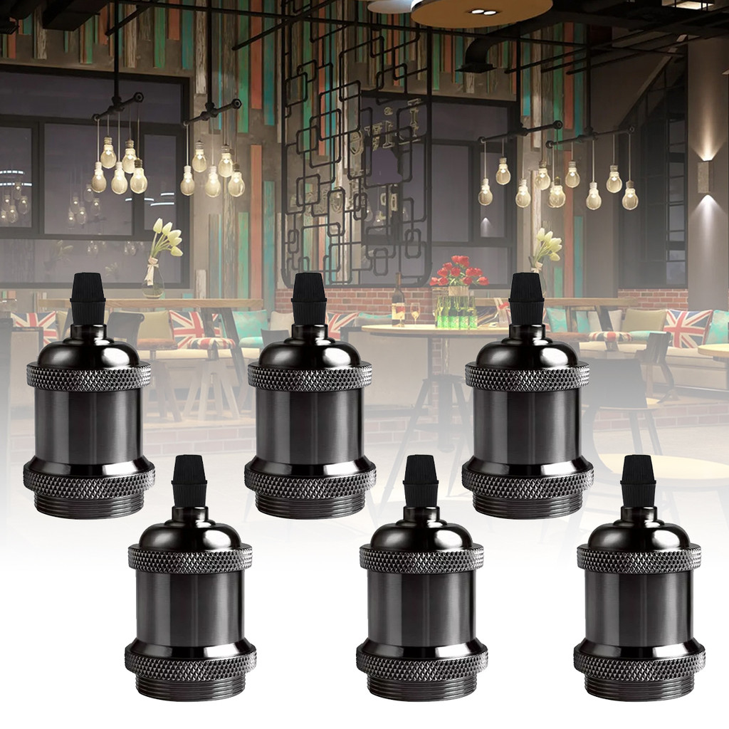 6Pcs/Pack Antique DIY Lamp Base E27 Screw Socket Aluminum Decorative Lamp Holder Vintage Metal ...