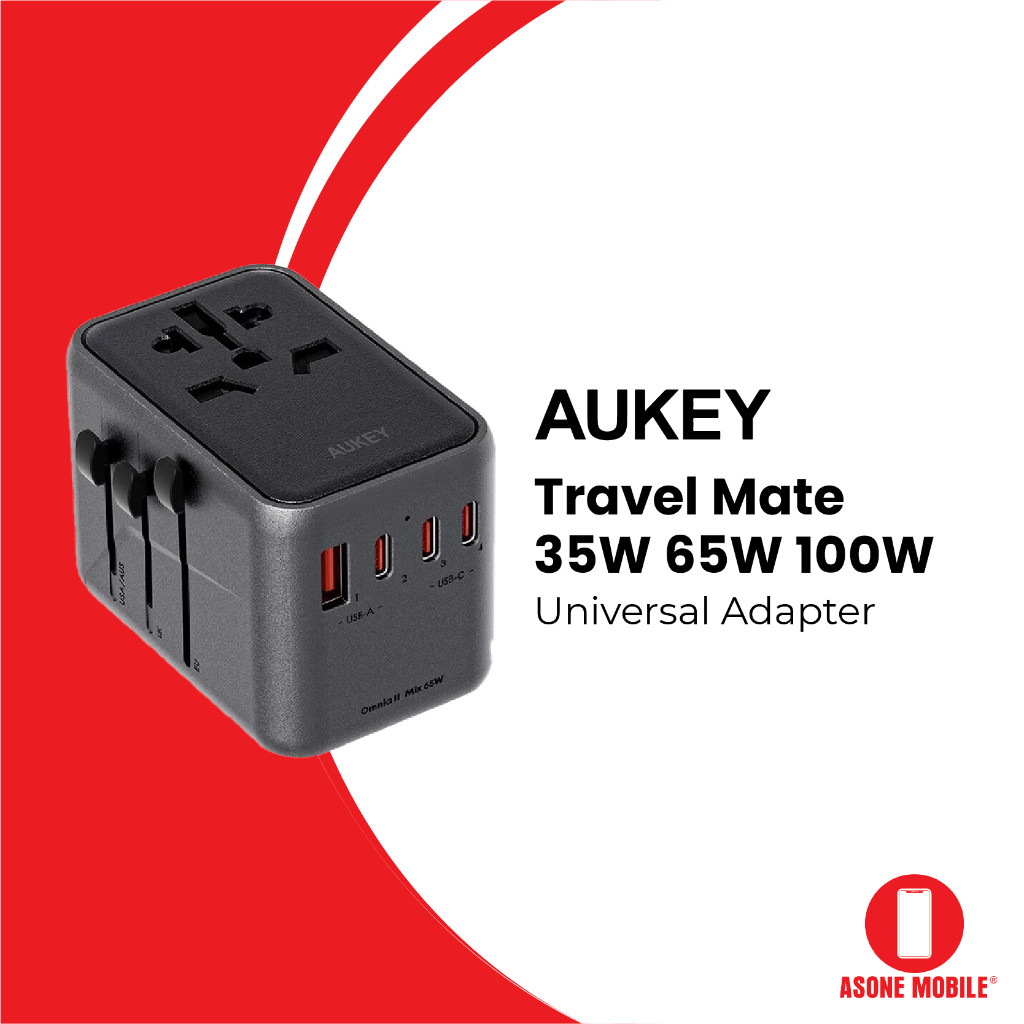 Aukey Travel Mate 35W 65W 100W Universal Adapter with USB Ports Travel ...