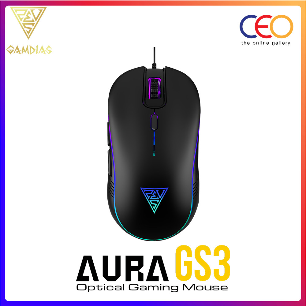 Gamdias AURA GS3 Multicolor Gaming Mouse 6 Multi-functional Keys 3600-DPI Optical Sensor Wired ...
