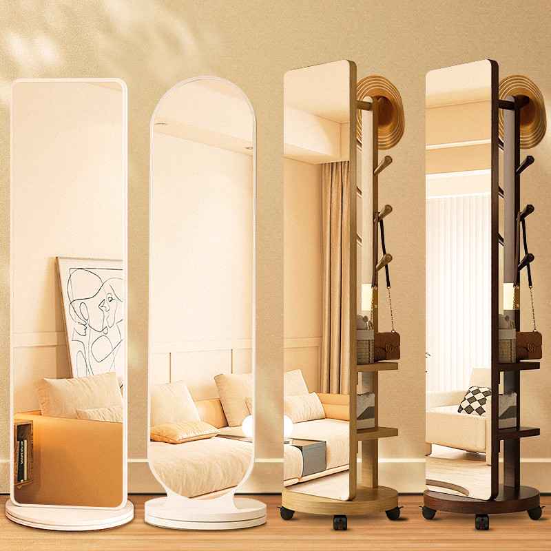 MOK 165cm Cermin 360 ° Rotating Chassis Glass+Clothes Rack+Storage Rack ...