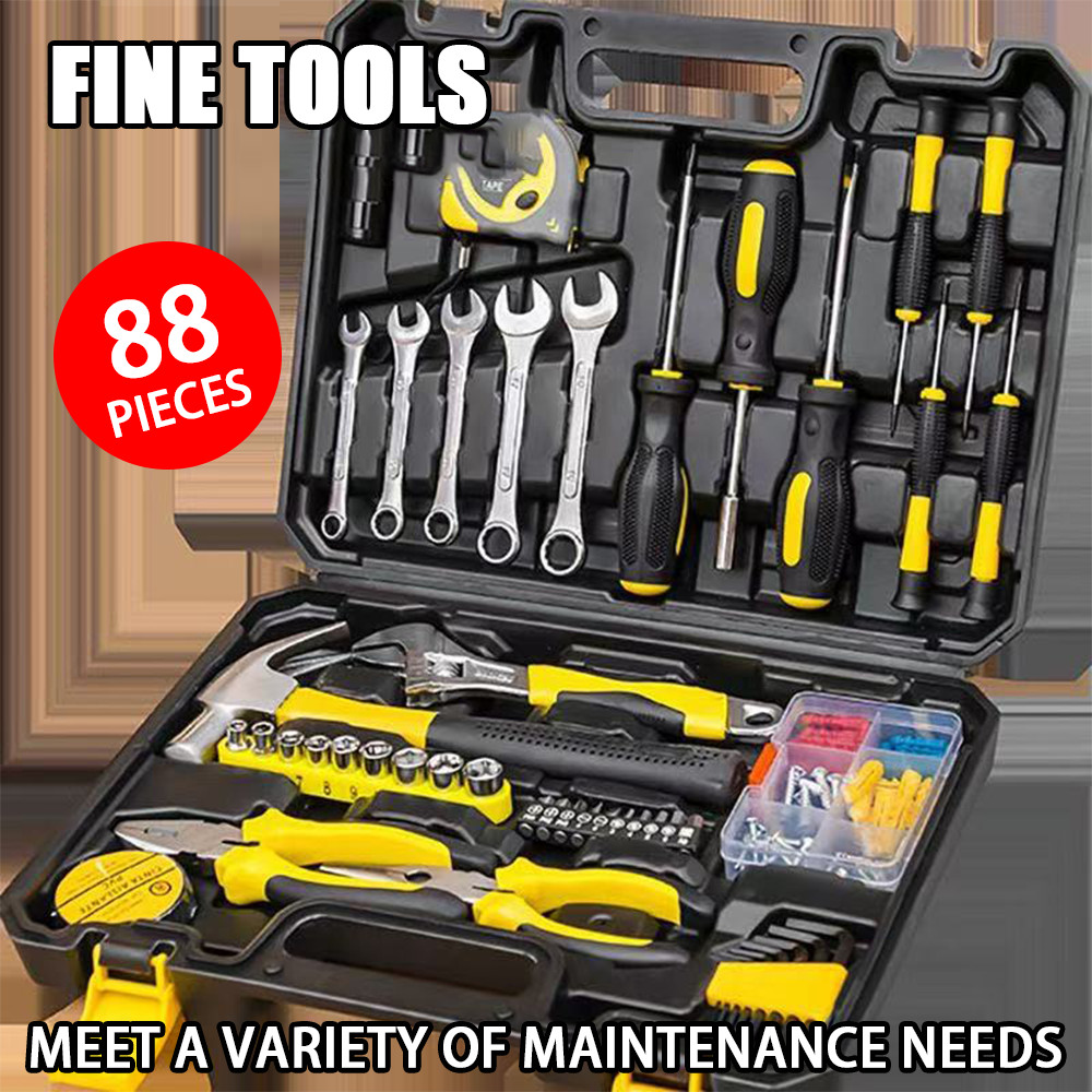 88pcs Household Hand Tool Box Set Multifunctional Tool Box Ratchet ...