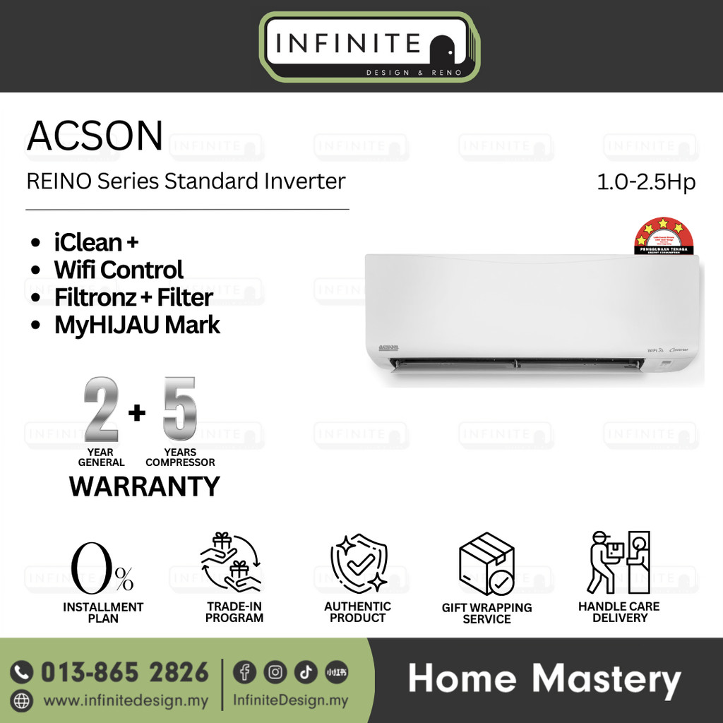 Acson REINO Series Standard Inverter Air Conditioner 1.0/1.5/2.0/2.5Hp | Shopee Malaysia