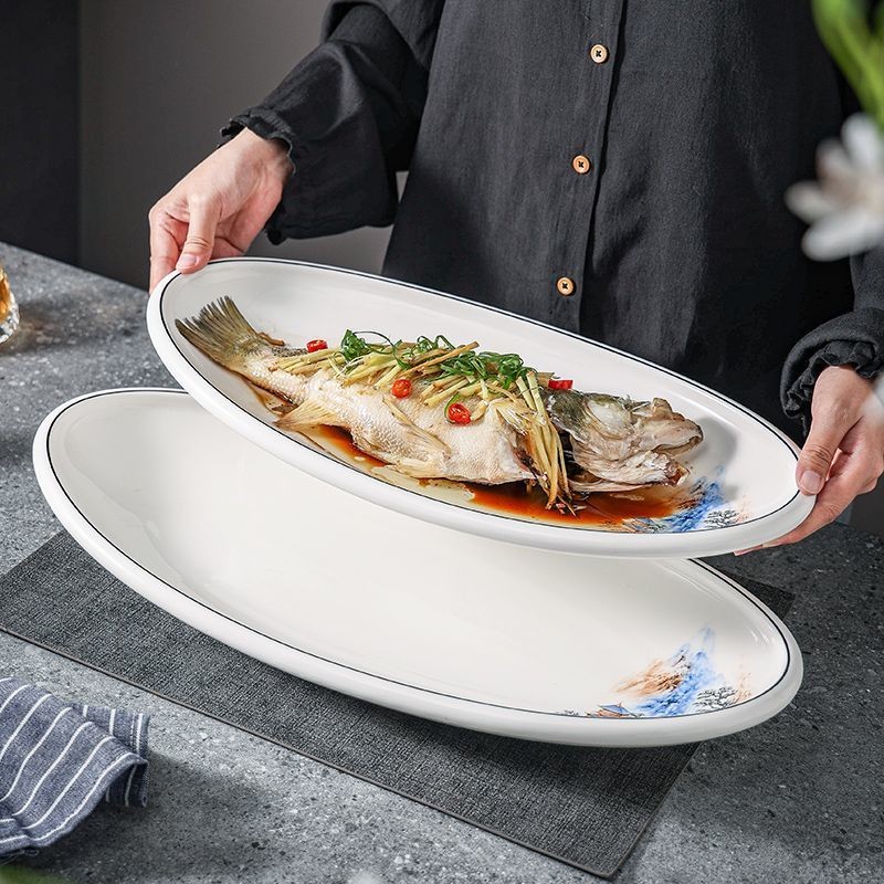 Mosi Steamed Fish Plate Hotel Hotel Dedicated Large Oval Deep Fish ...