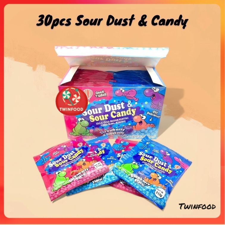 30pcs KHY Sour Dust and Sour Fruit-Flavoured Chewy Candy | Shopee Malaysia