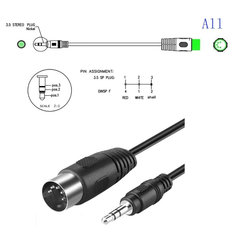 All 5-Pin DIN-Male Cable 5 Pin Din MIDI Plugs to 3 5mm 1 8in Stereo ...