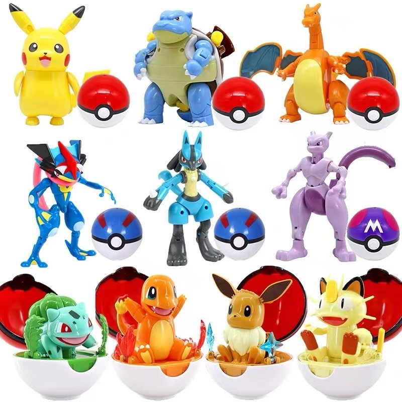 Genuine Pokémon Deformed Ball Toy Pikachu Doll Full Set Pokeball ...