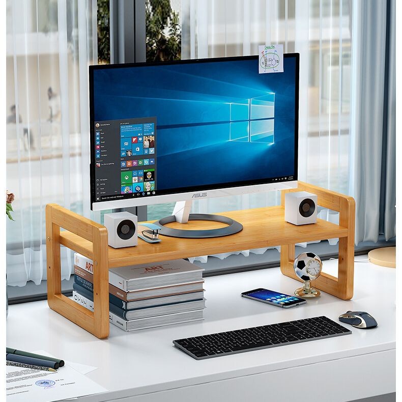 MY1/2 Tiers Wood Monitor Riser Stand with Storage Organizer, Desktop ...