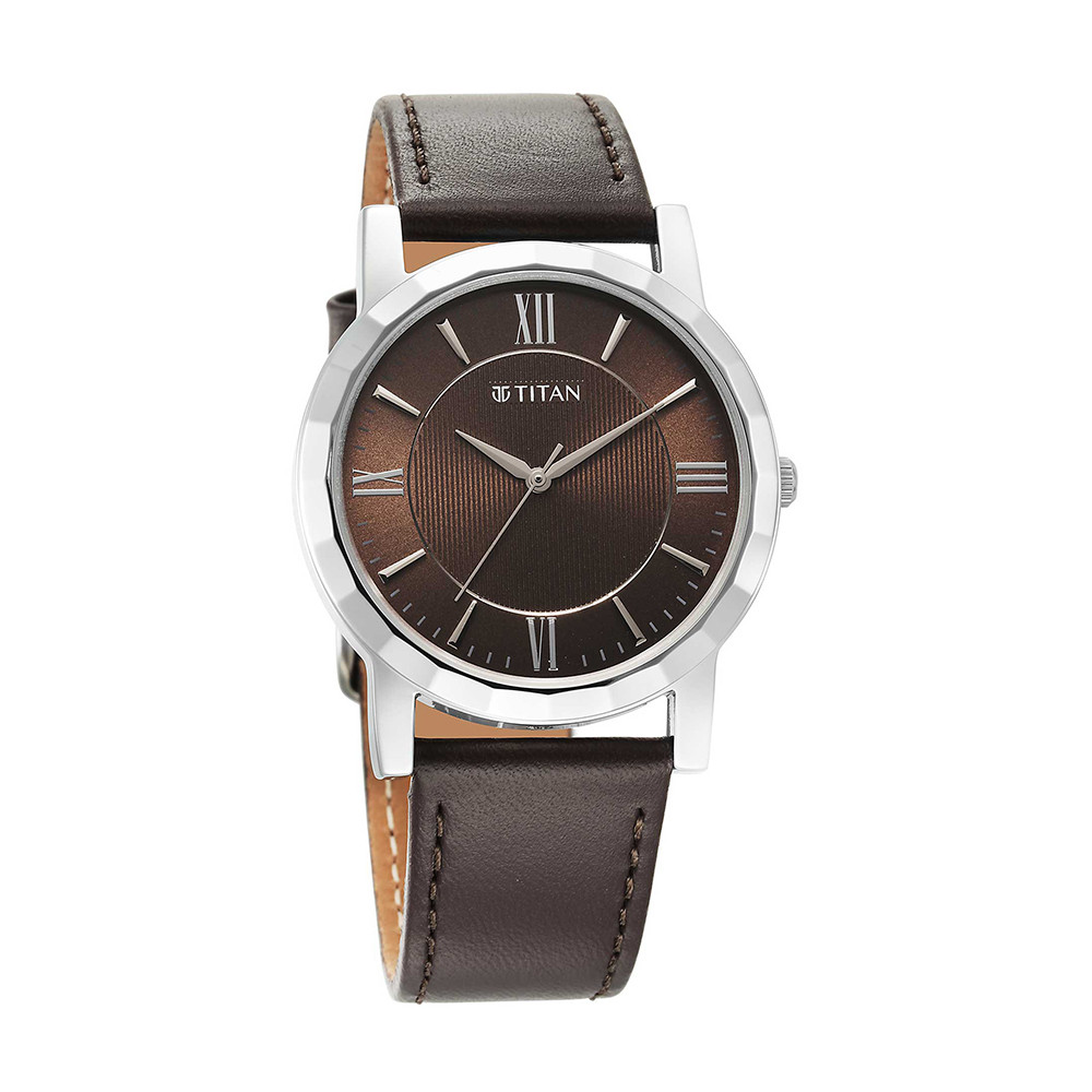 Titan Karishma Zing 1644SL01 Brown Dial Leather Strap Quartz Men's ...