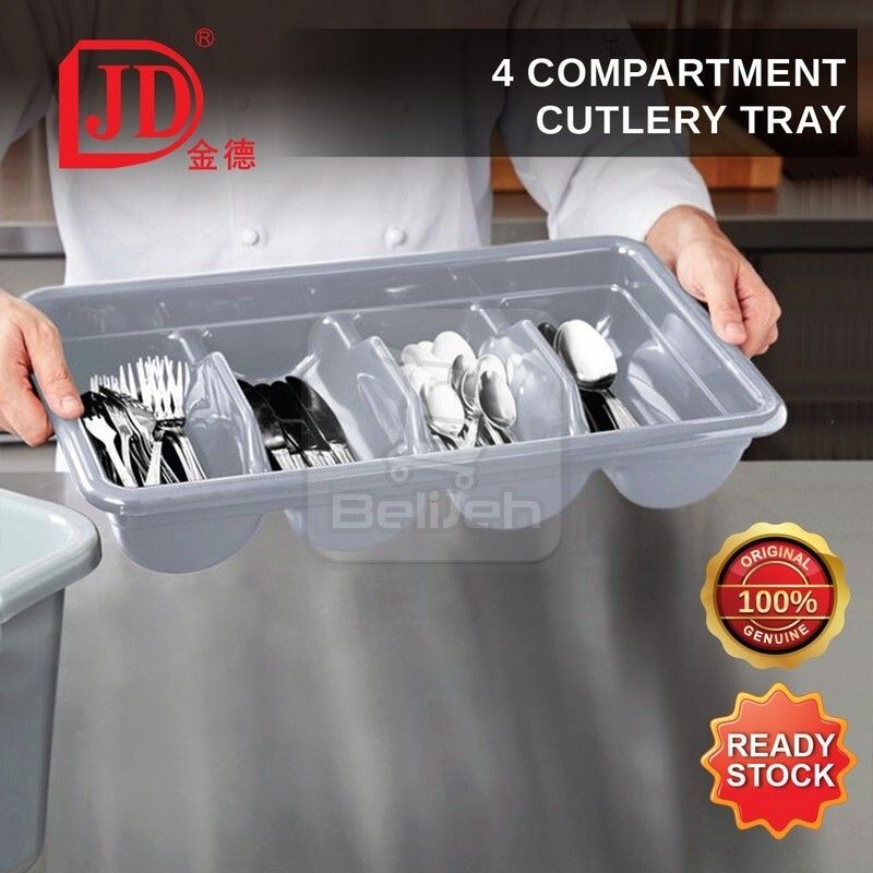 【JD】 4 Compartment Cutlery Tray (Black/Grey) | Shopee Malaysia