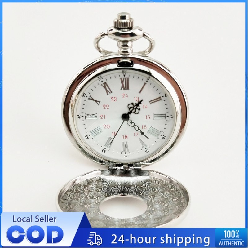 Quartz pocket watch digital With Chain Retro Hollow Out Case Antique ...