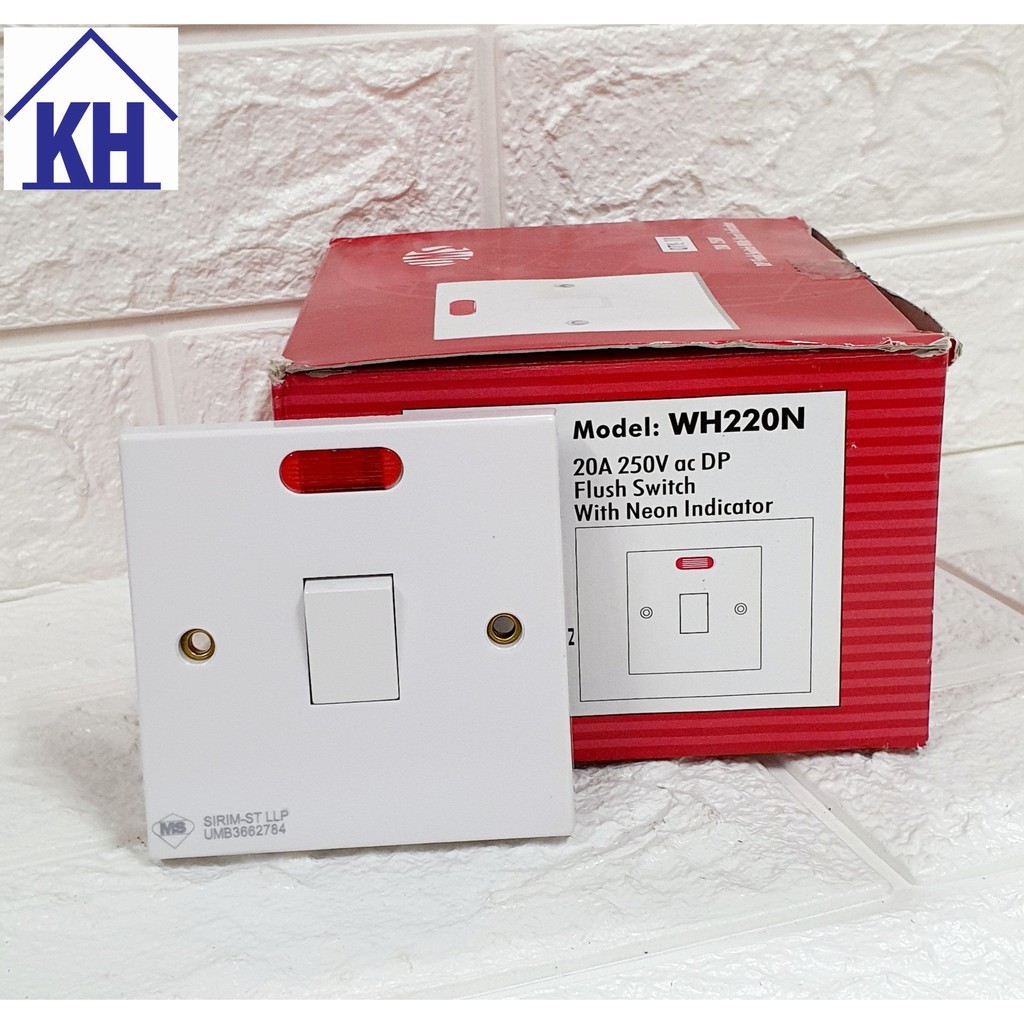 UMS 20A 250V ac DP Flush Switch With Neon Indicator ON OFF [SIRIM ...