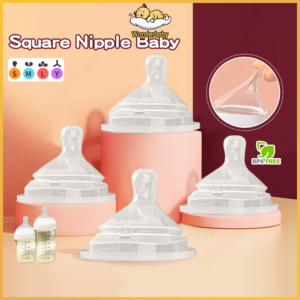 Wonderbaby Baby Square Nipple Wide Neck Teat Hegen Puting Susu Hegen ...