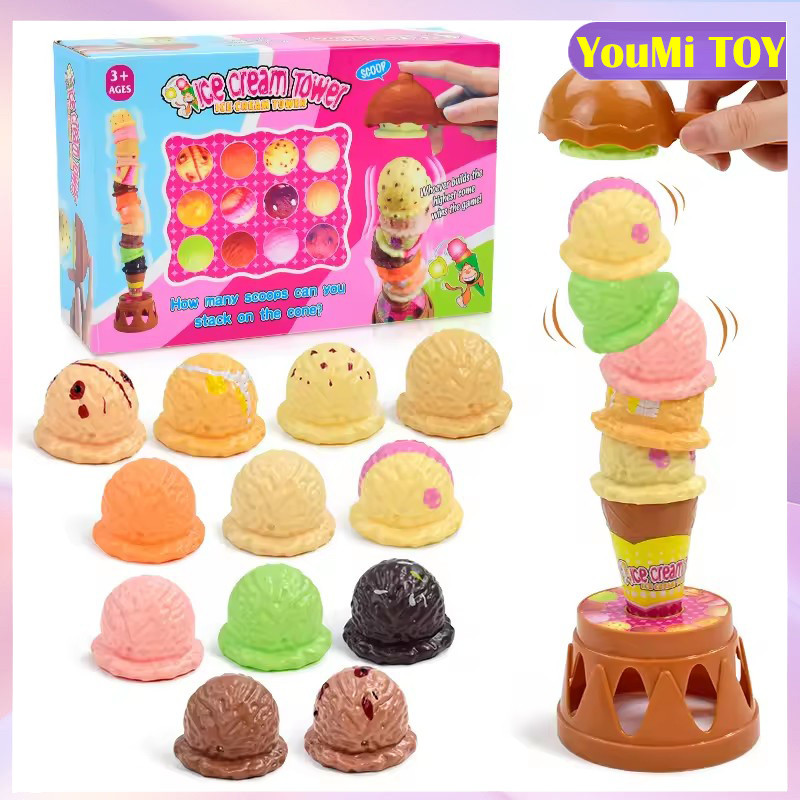 Ice Cream Tower Play Set Balancing Game Kids Stacking Game Educational ...