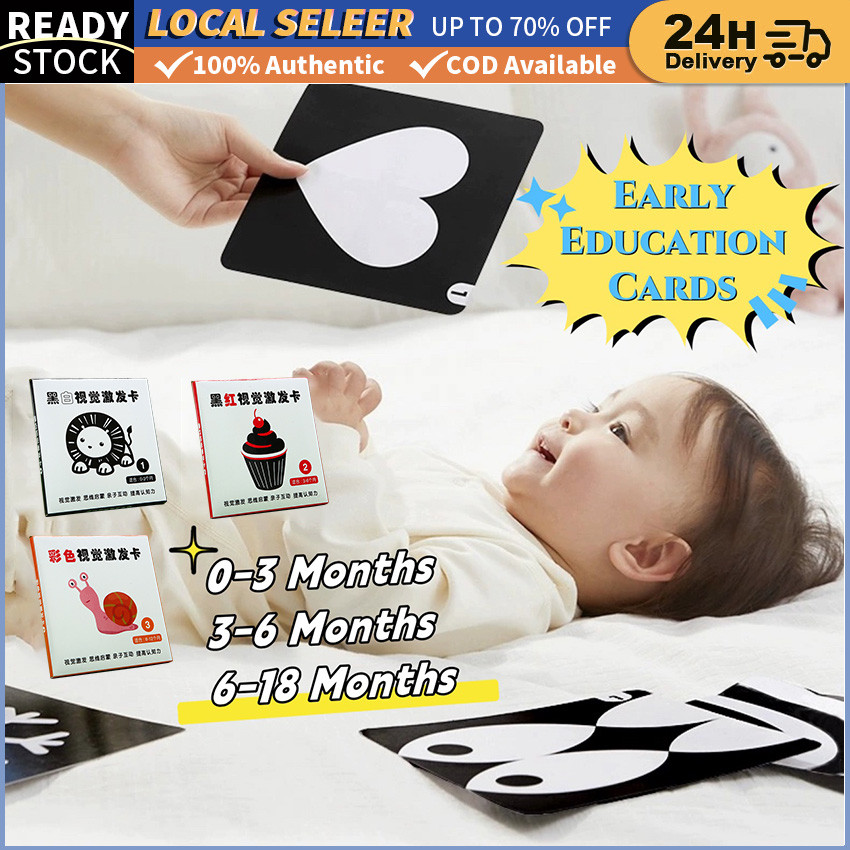 Baby Sensory Cards Montessori 0-12 Months Baby Flash Card Black White ...