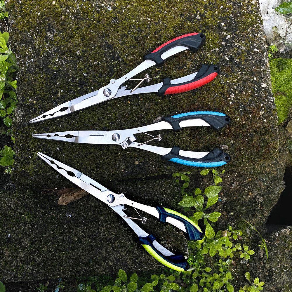 Long Jaw Multi-Functional Fishing Pliers Lure Pliers Fish Mouth Clamp Hammer Clip Multi-Use Line ...