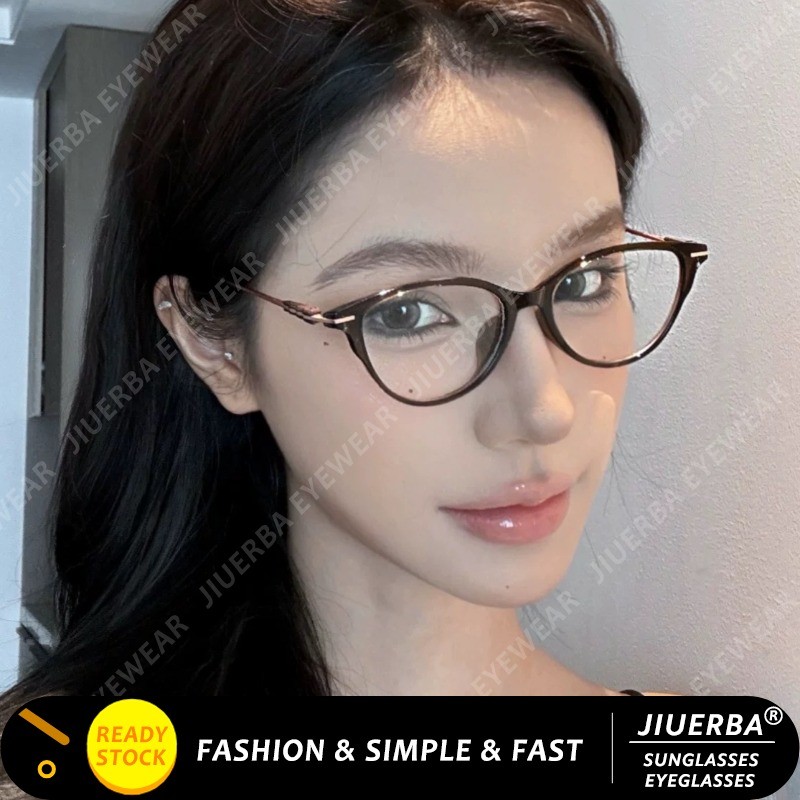 (JIUERBA) Korean Retro Anti Blue Light Cat Eye Reading Glasses ...